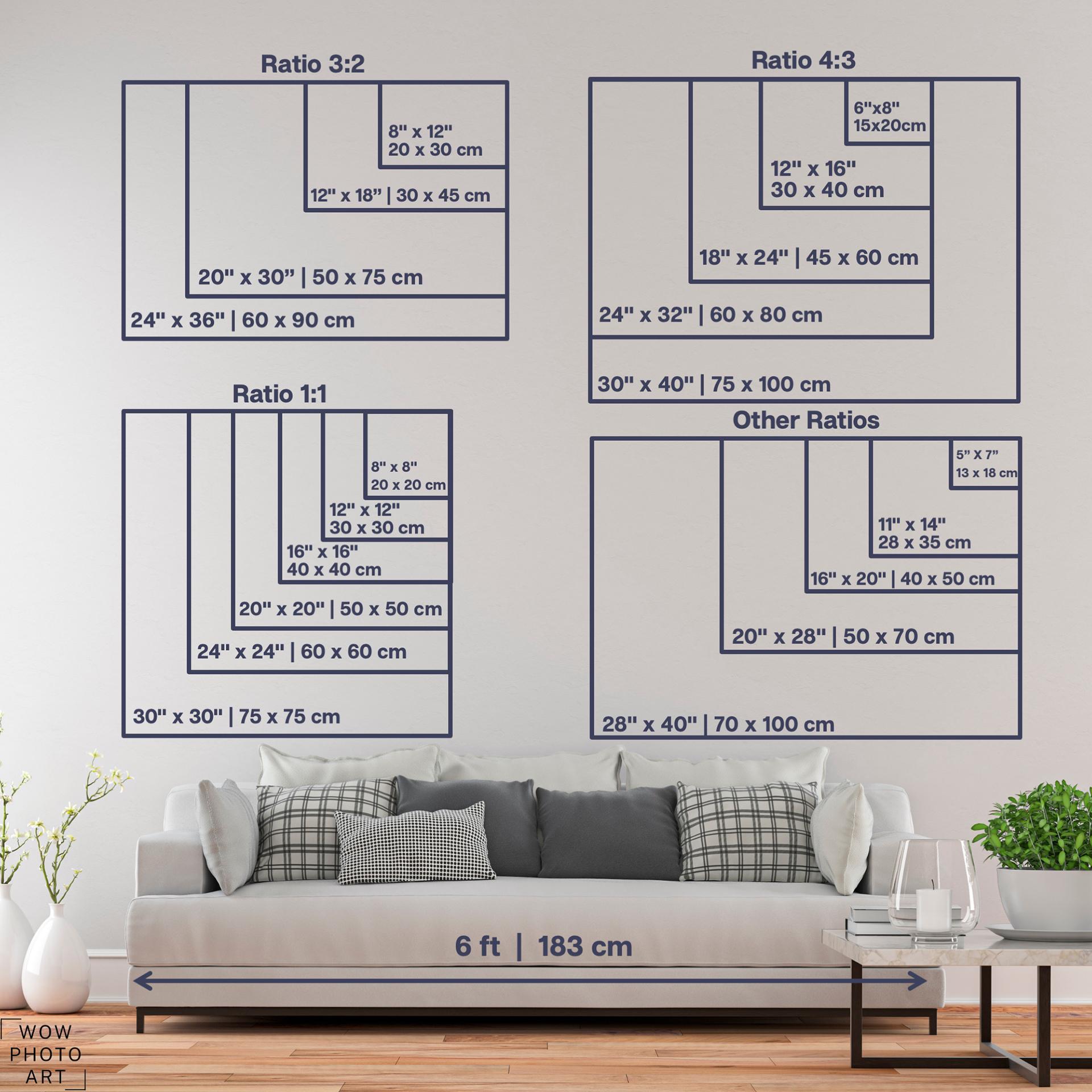 Wow Photo Art - Photography Wall Art Size Chart